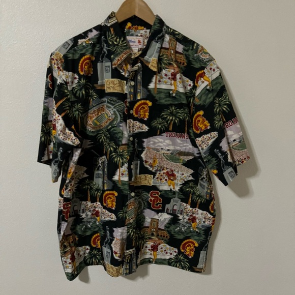 reyn spooner | Shirts | Usc Reyn Spooner Aloha Shirt Black Trojan ...